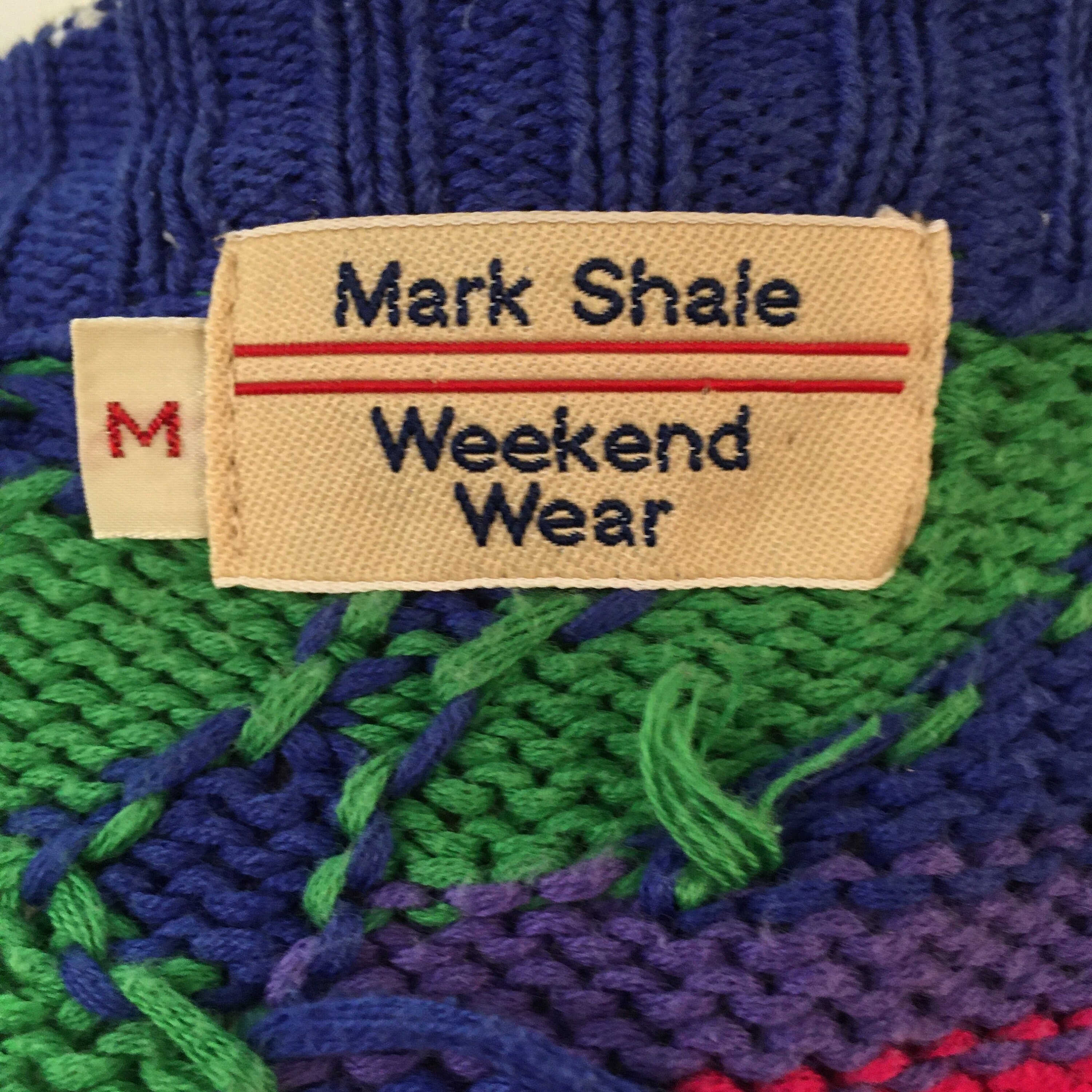 Vintage Mark Shale Weekend Wear Multi-colored Geometric Cardigan Hand ...