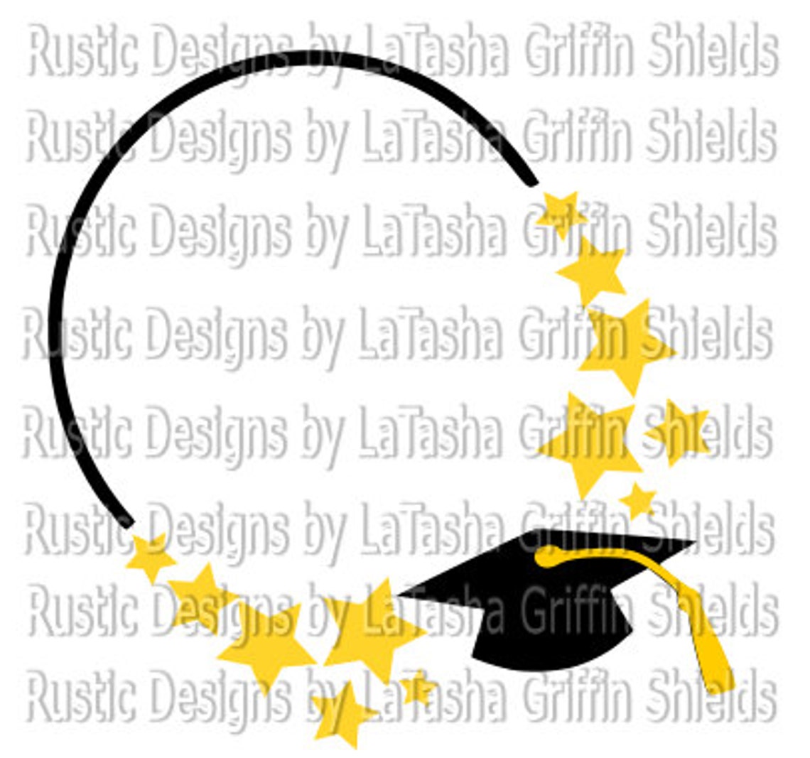 Graduation Monogram Circle SVG & DXF Stars Diploma - Etsy