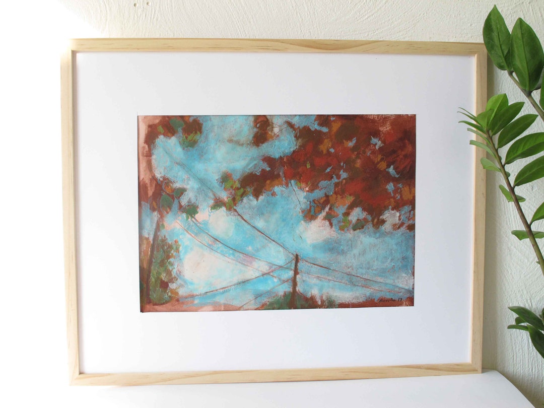 ORIGINAL Autumn Leaves in the Sky - Oil Pastels - Original Drawing - Etsy