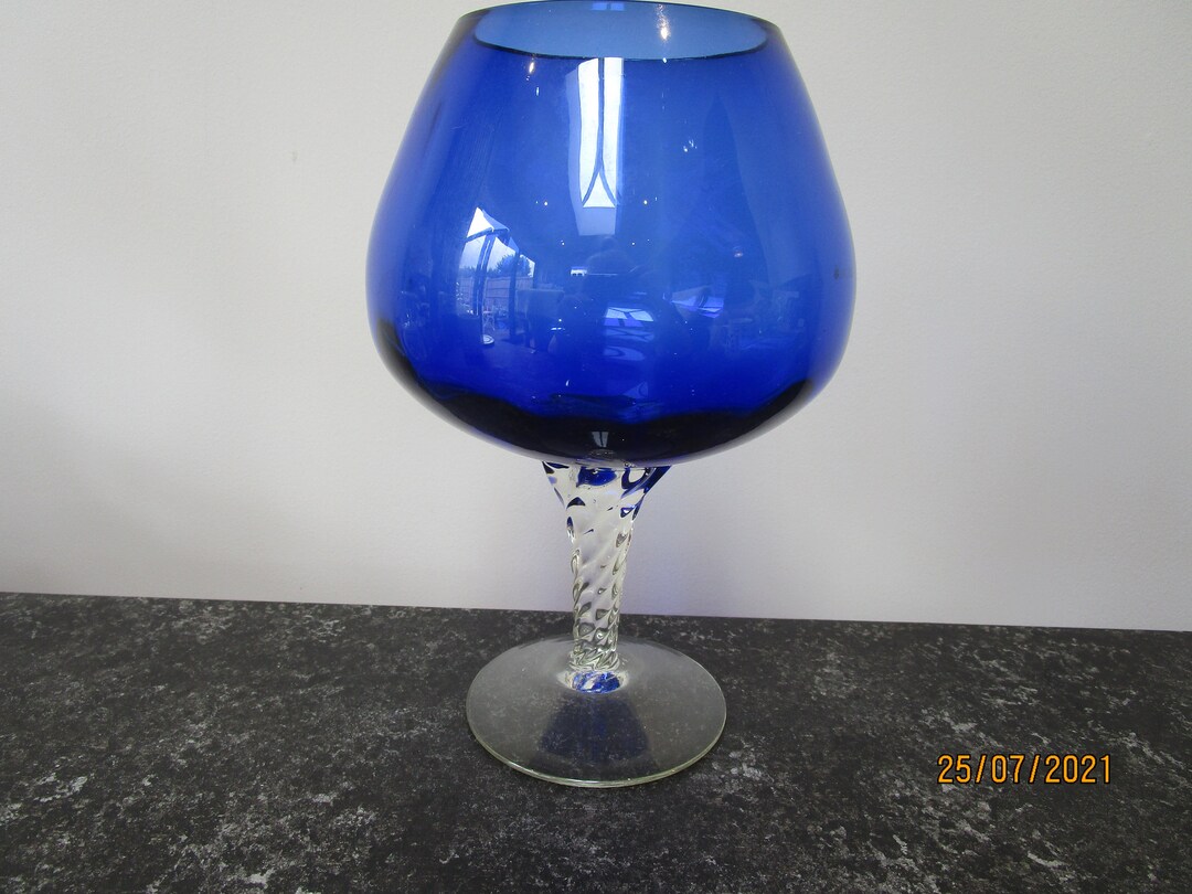 Brandy Balloon Cobalt Blue With Twisted Stem - Etsy