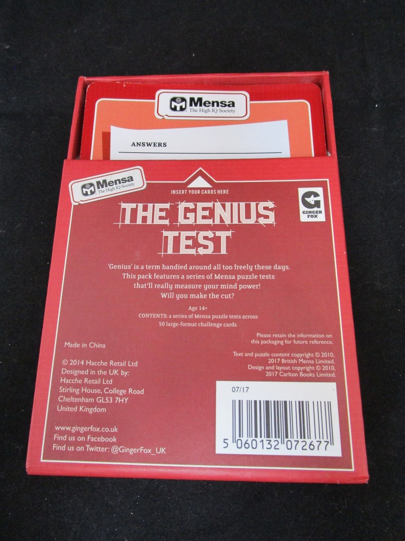 The Genius Test MENSA Test Cards - Etsy UK