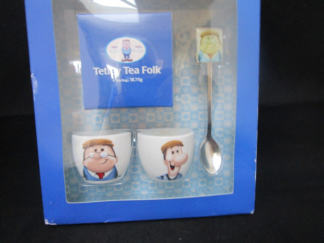 Tetley Tea Folk Dual Egg Cup and Spoon Set boxed - Etsy