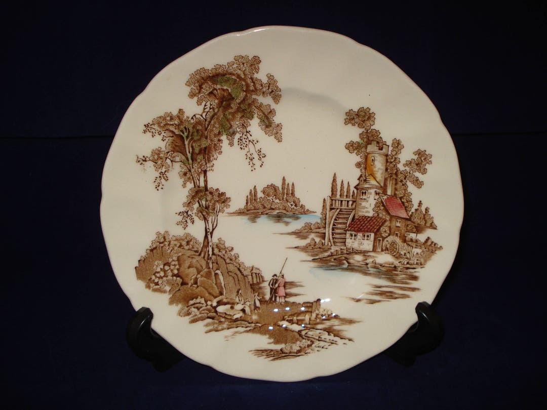 Tea Plates X4 'the Old Mill' Johnson Bros Vintage China - Etsy UK