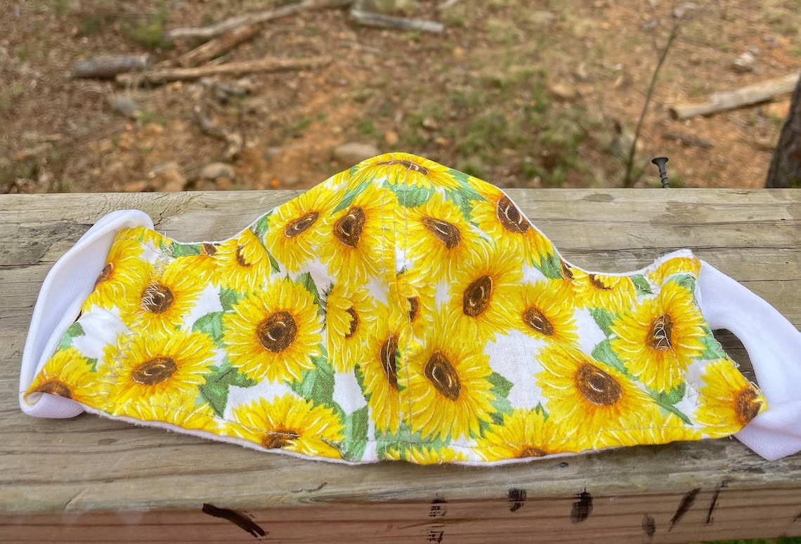 Sunflower Print Face Mask - Etsy
