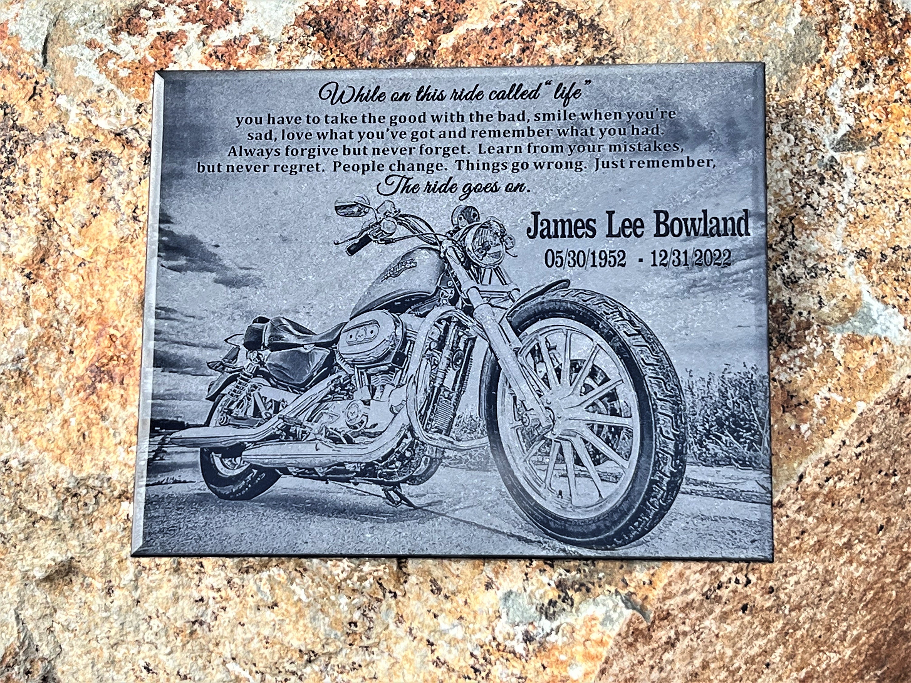 Motorcycle Rider Custom Designed & Engraved Memorial, Biker Memorial ...