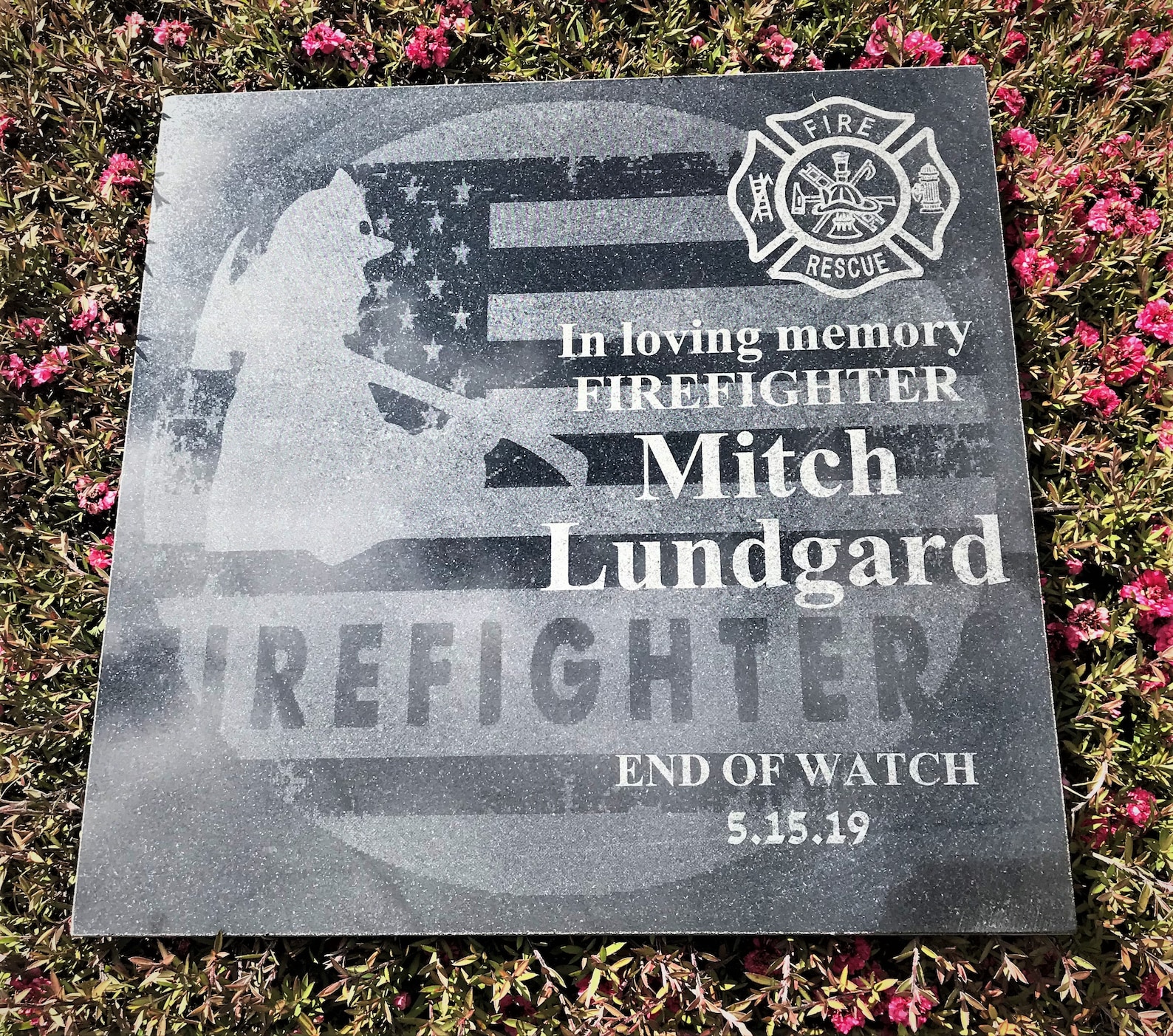 Firefighter Memorial Custom Designed and Engraved Marble | Etsy