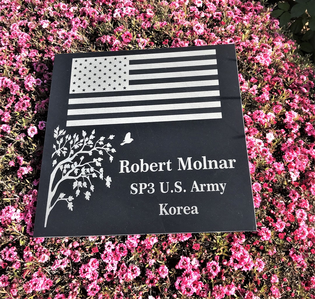 Custom Design US Flag Veteran Memorial, Veteran Soldier Marble Memorial ...