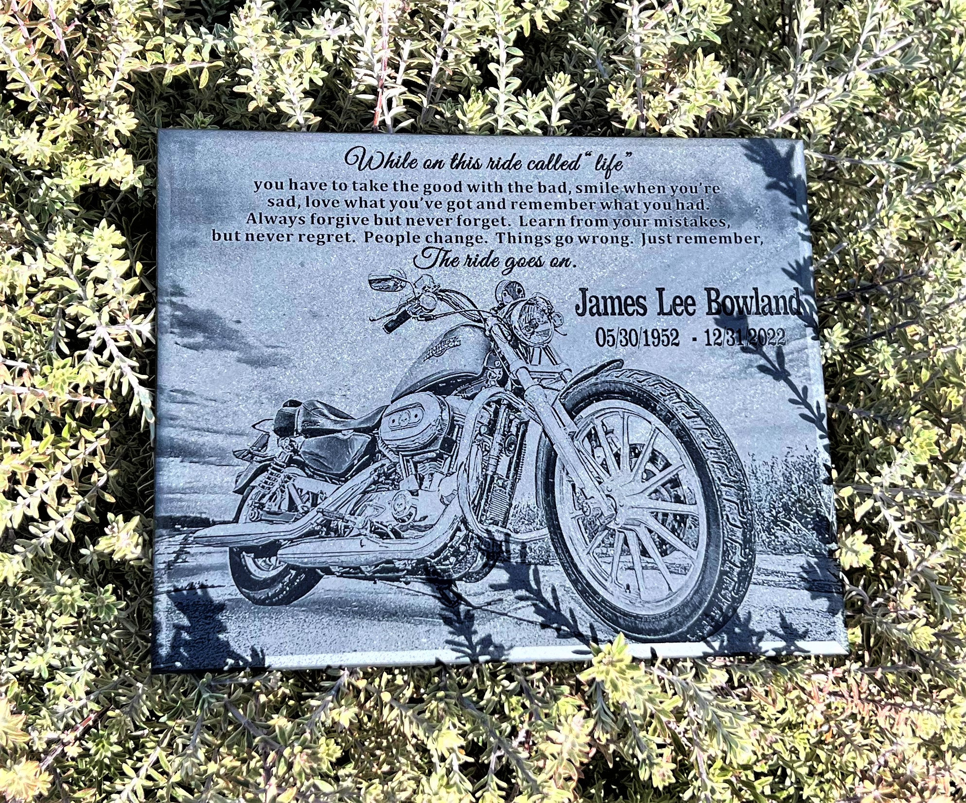 Motorcycle Rider Custom Designed & Engraved Memorial, Biker Memorial ...