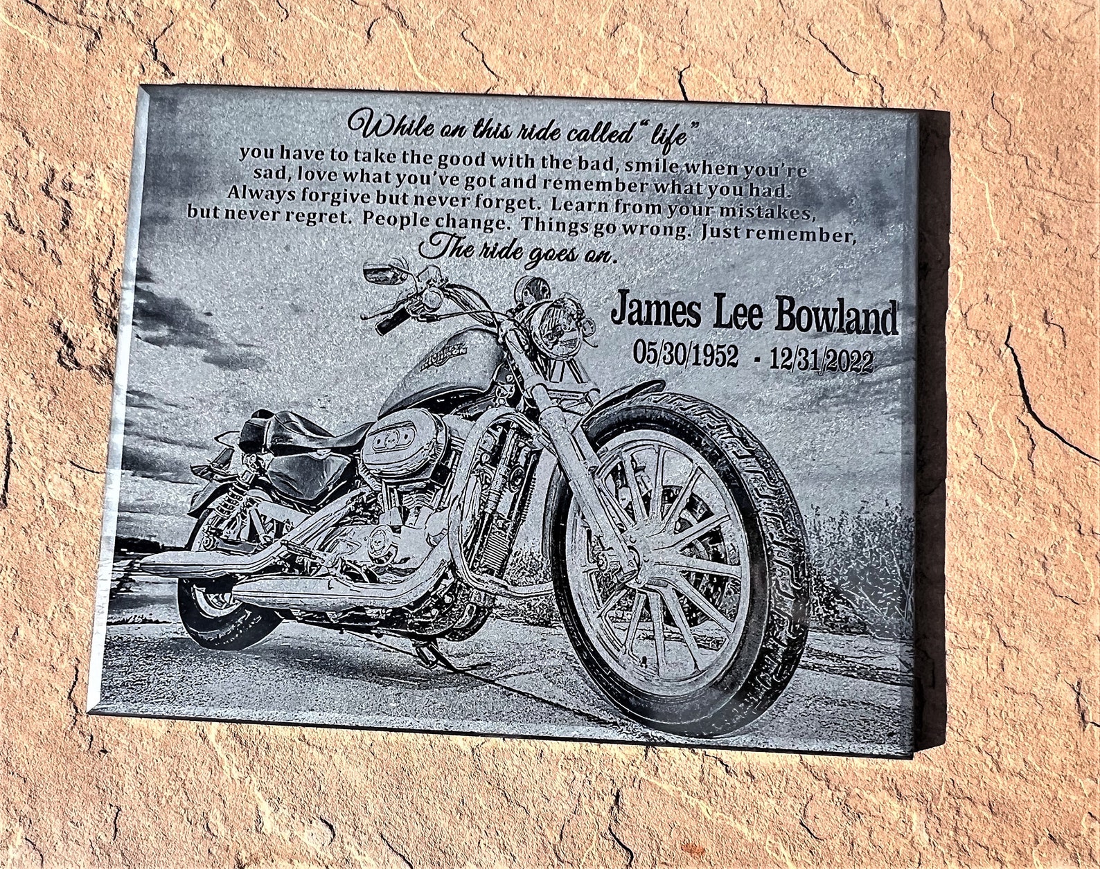 Motorcycle Rider Custom Designed & Engraved Memorial, Biker Memorial ...