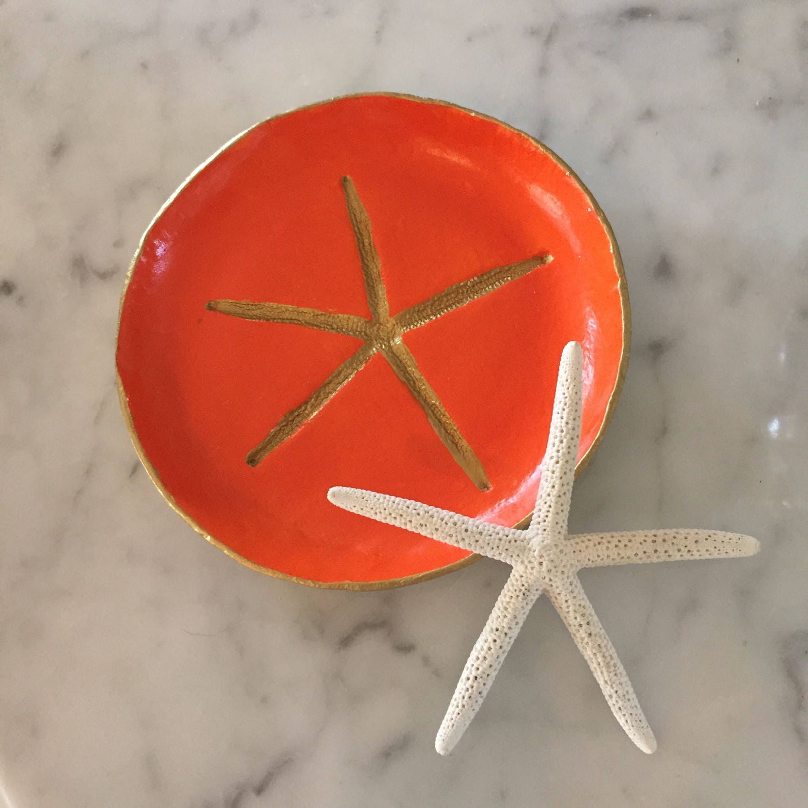 Starfish Ring Dish in Clay trinket Dish-holiday Gift Beach - Etsy