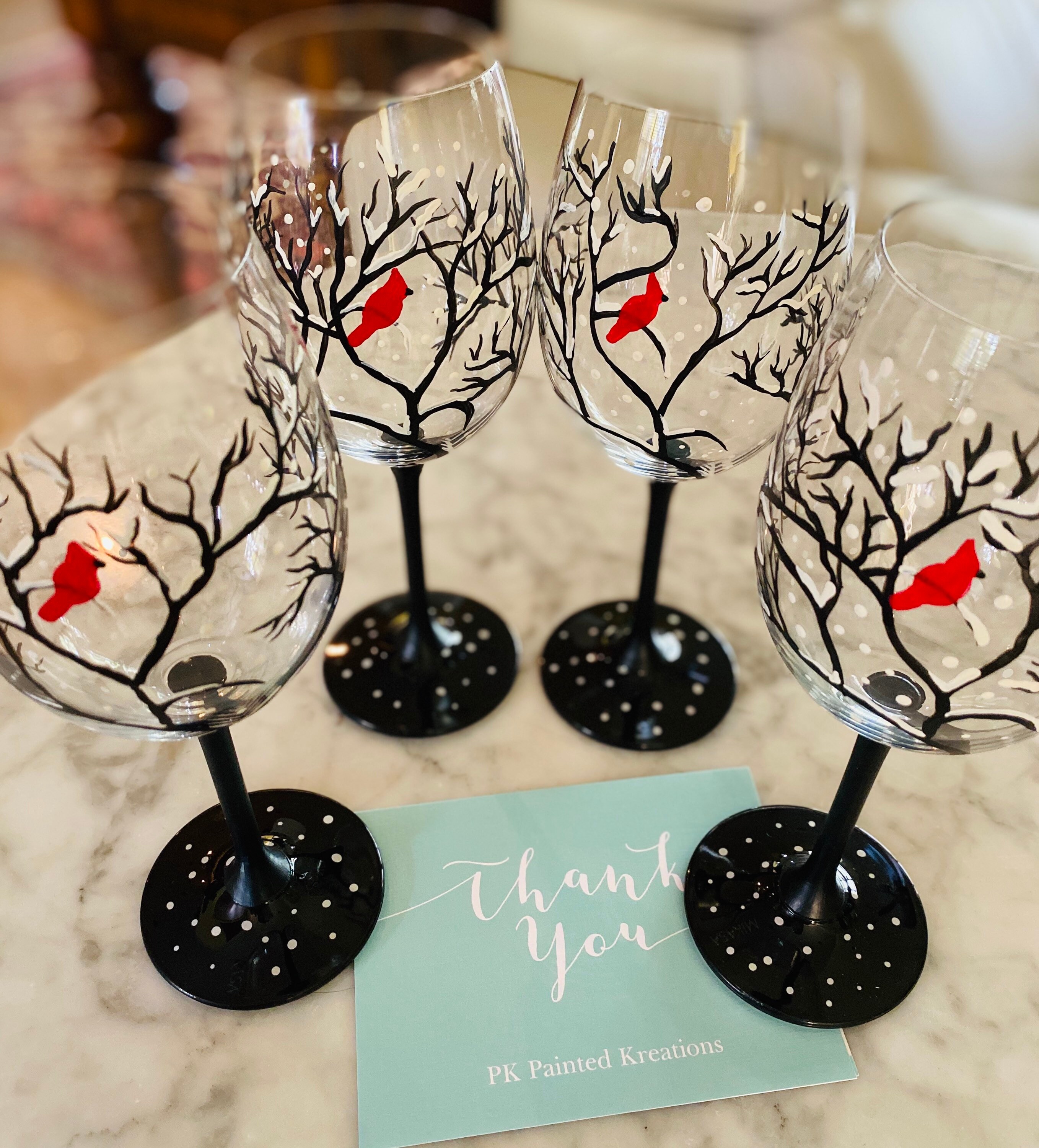 Cardinal Wine Glasses Set of 2 Cardinal Tree Handpainted - Etsy