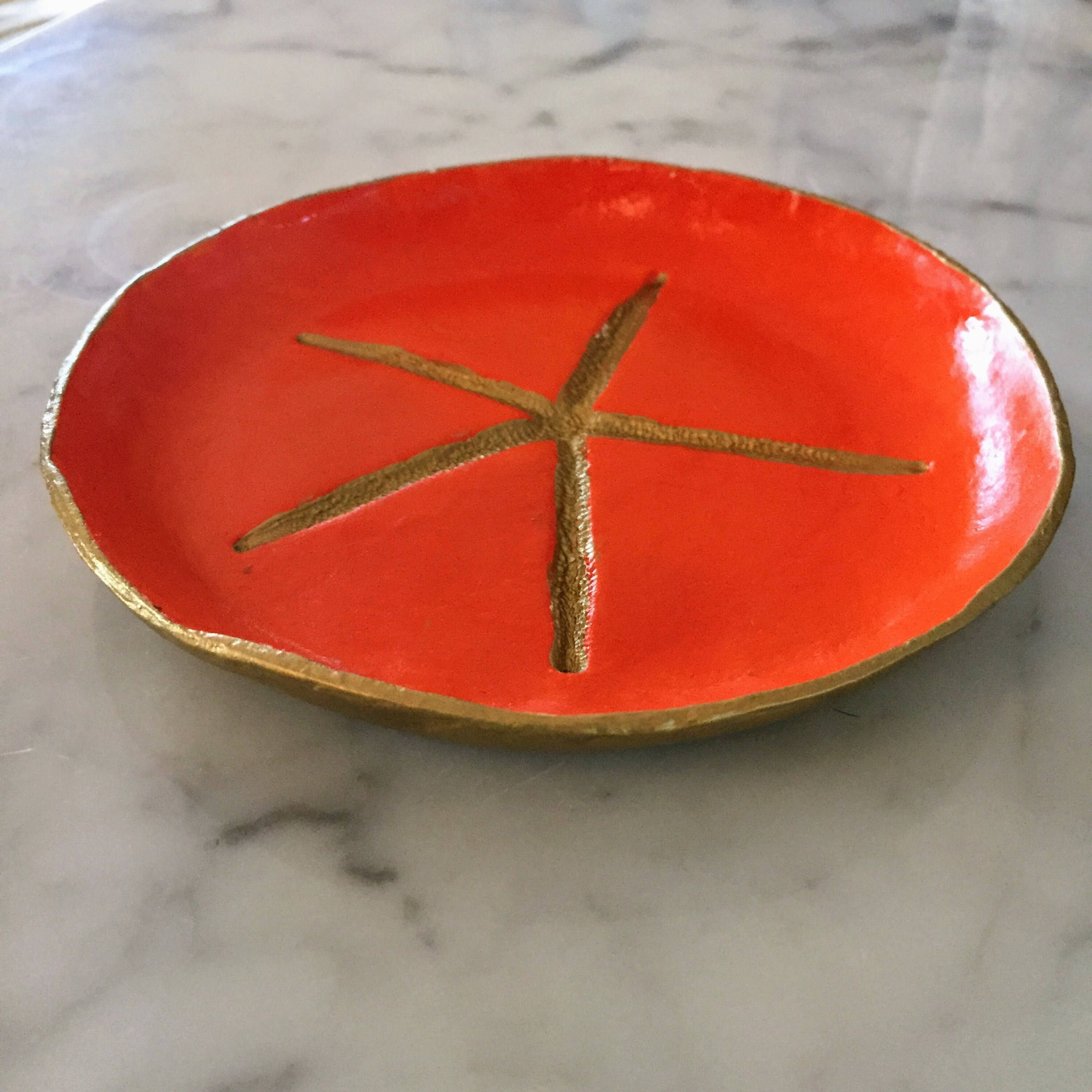 Starfish Ring Dish in Clay trinket Dish-holiday Gift Beach - Etsy