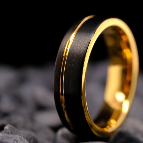 Extraordinary Black And Gold Ring Mens Images