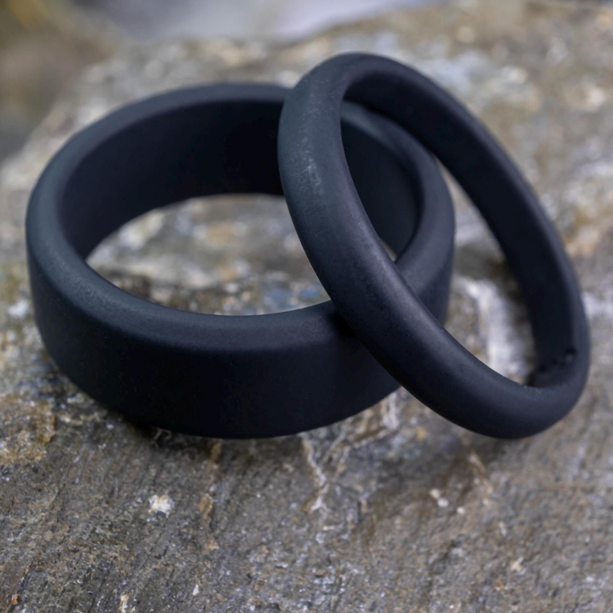 Obsidian Silicone Ring Set 8mm and 4mm - Men's and Women's Active ...