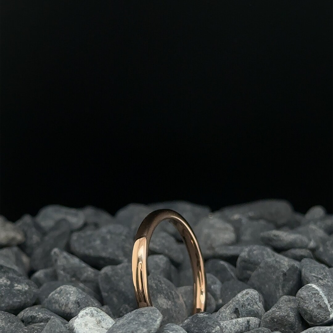 2mm Rose Gold Polished Tungsten Band Unisex Tungsten Wedding Ring - Etsy