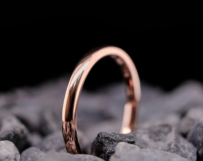 Simple Rose Gold Ring, Minimalist Ring, 2mm Rose Gold Ring for Women ...