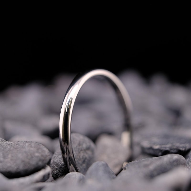 Silver Thin White Gold Ring - Etsy