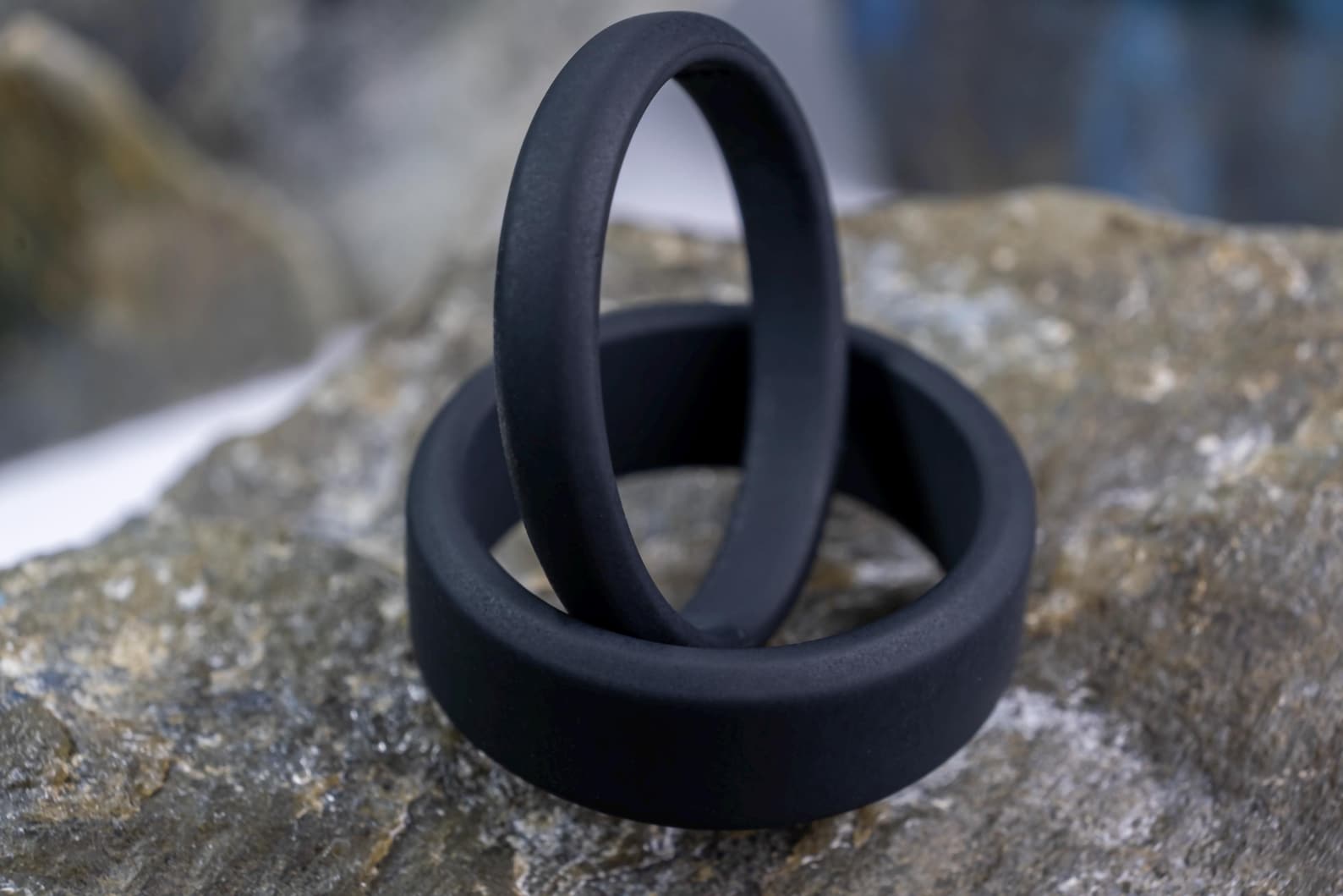 Obsidian Silicone Ring Set 8mm and 4mm - Men's and Women's Active ...