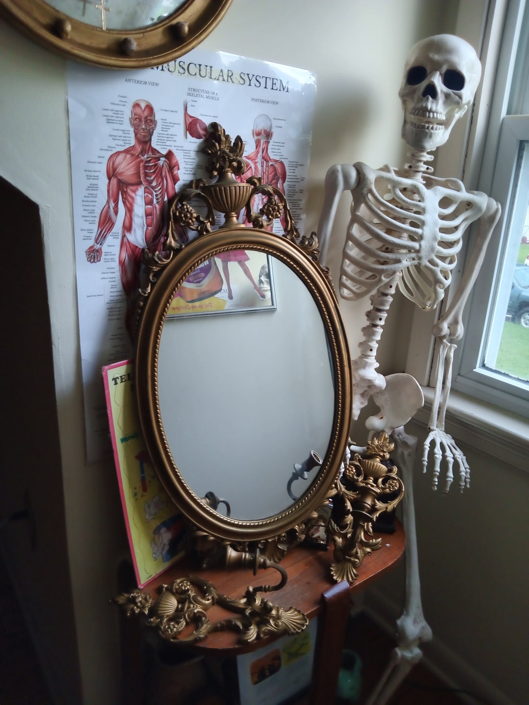 Vintage Ornate Syroco Mirror With Candle Holders - Etsy