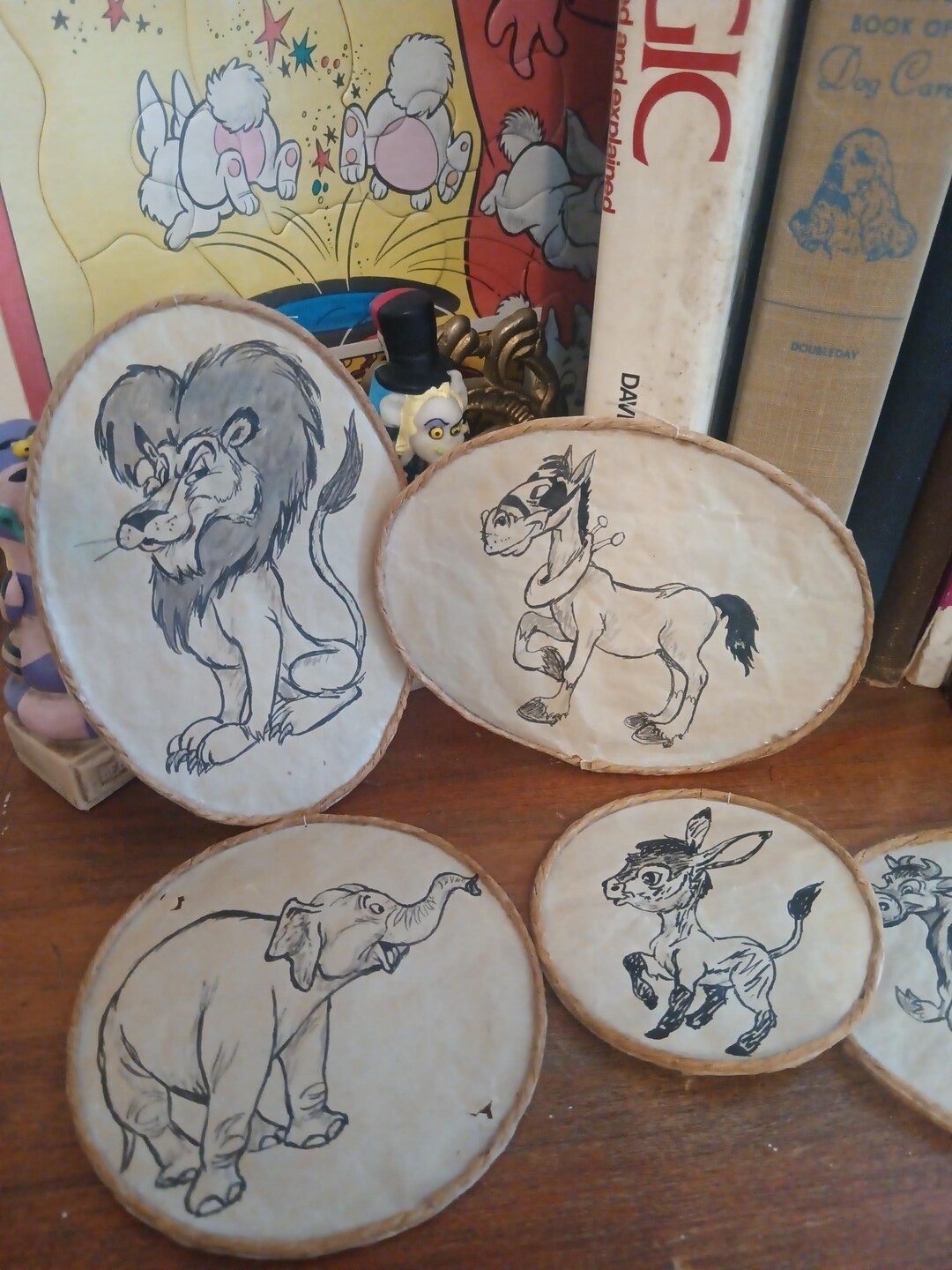 4 Hand Drawn Characters on a Piece Parchment Paper - Etsy