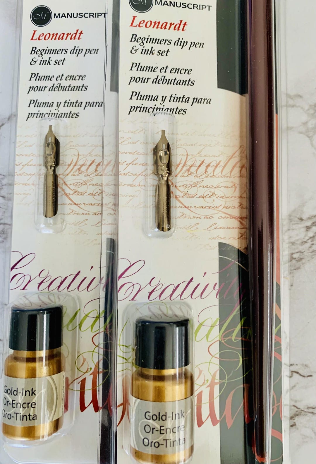 Manuscript Beginners Dip Pen and Gold or Sepia Ink; Calligraphy Set ...