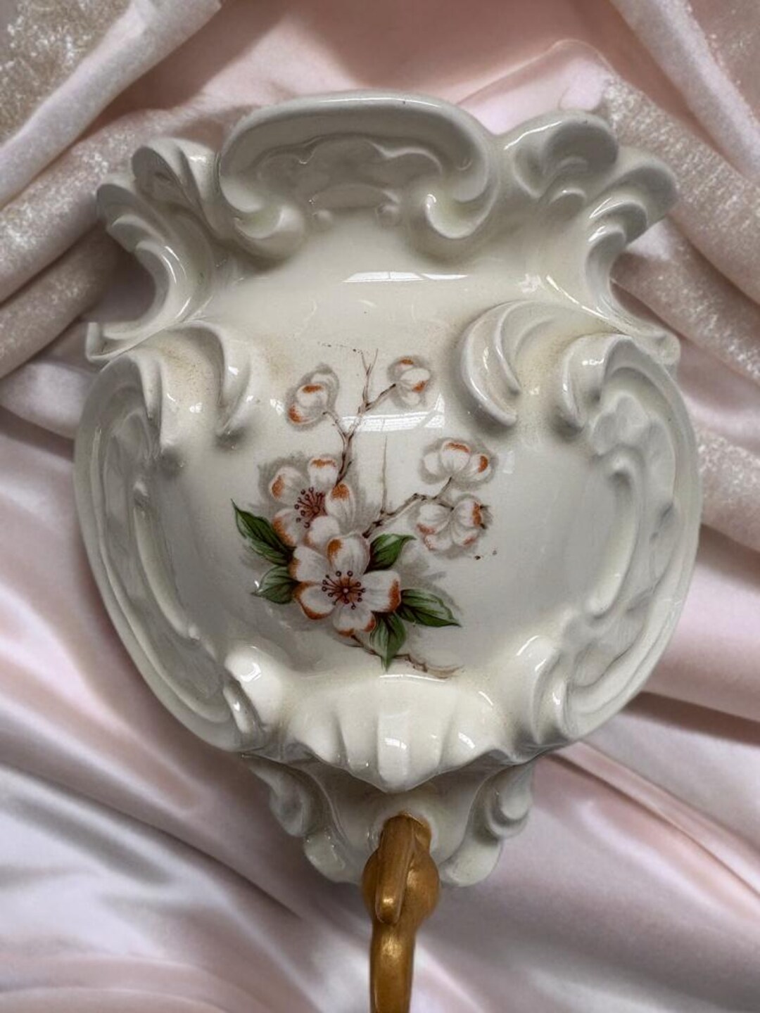 Vintage Porcelain Wall Pocket, Vintage Porcelain Home Decor, Wall Decor ...