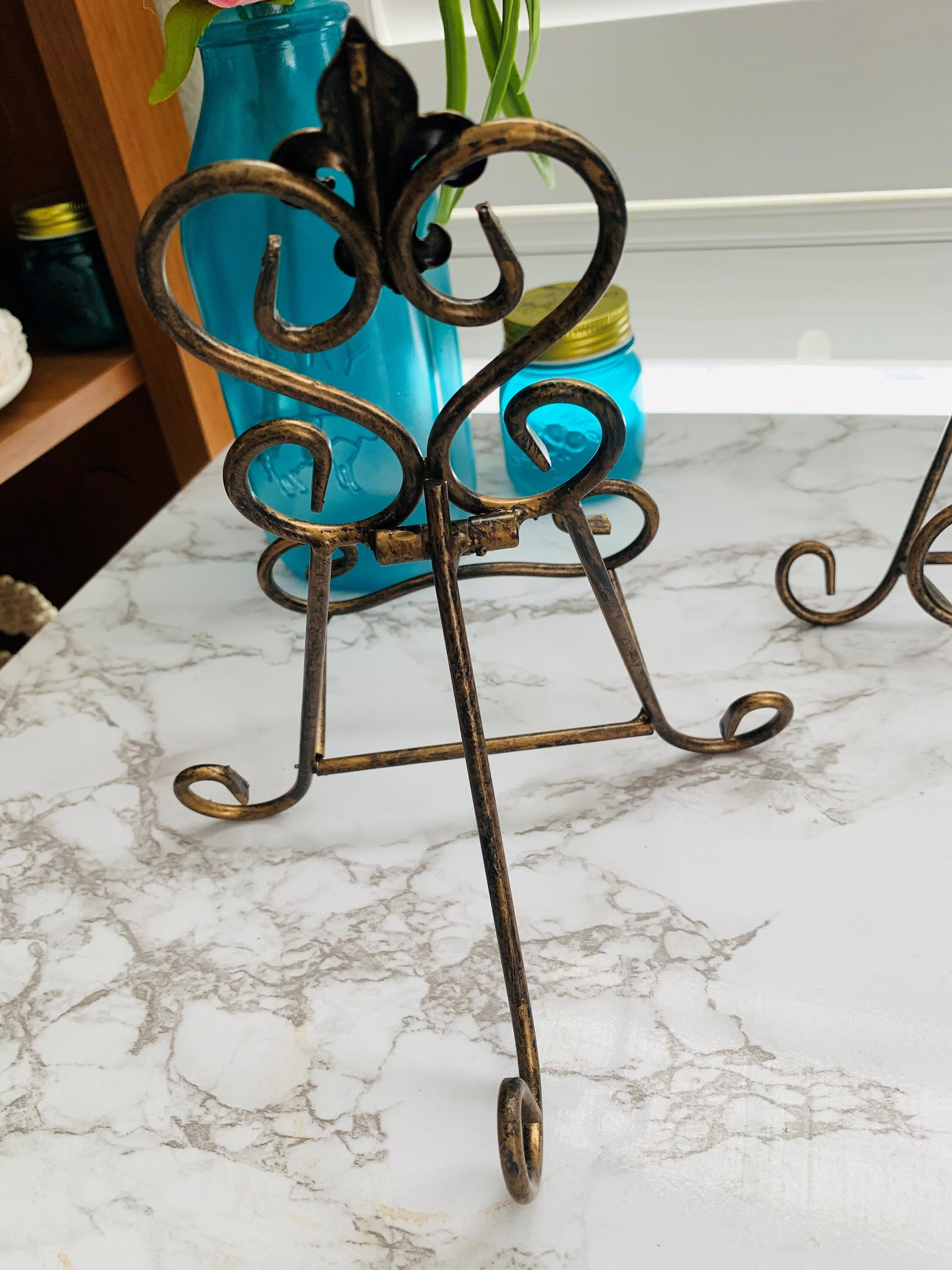 Two Nine Inch French Country Bronze Shelf Display Easels, Metal ...