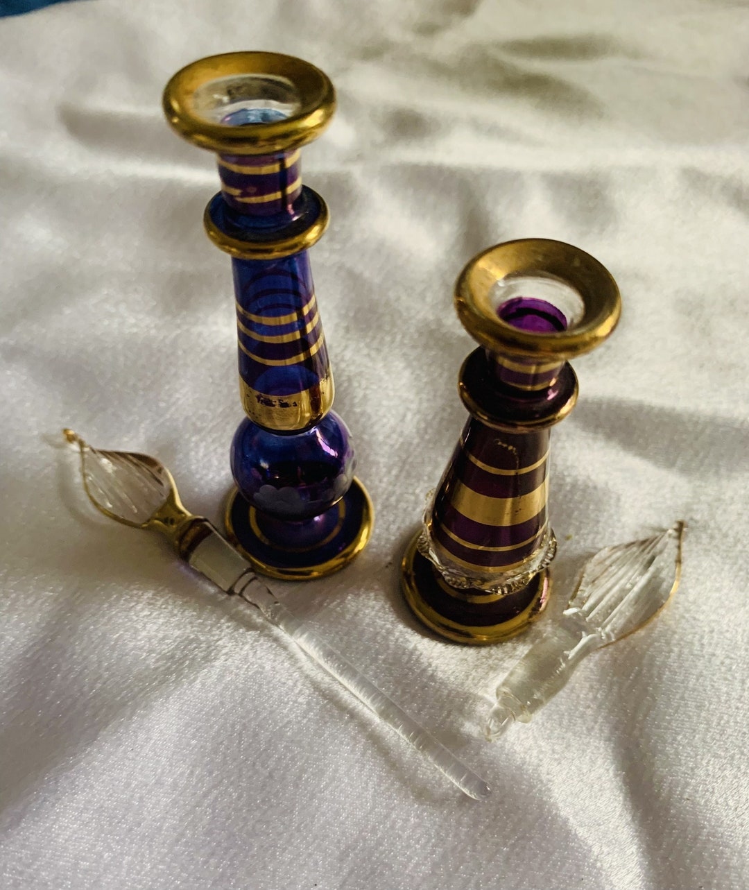 Rare Vintage Egyptian Glass Perfume Bottles With Applicators: Vanity ...