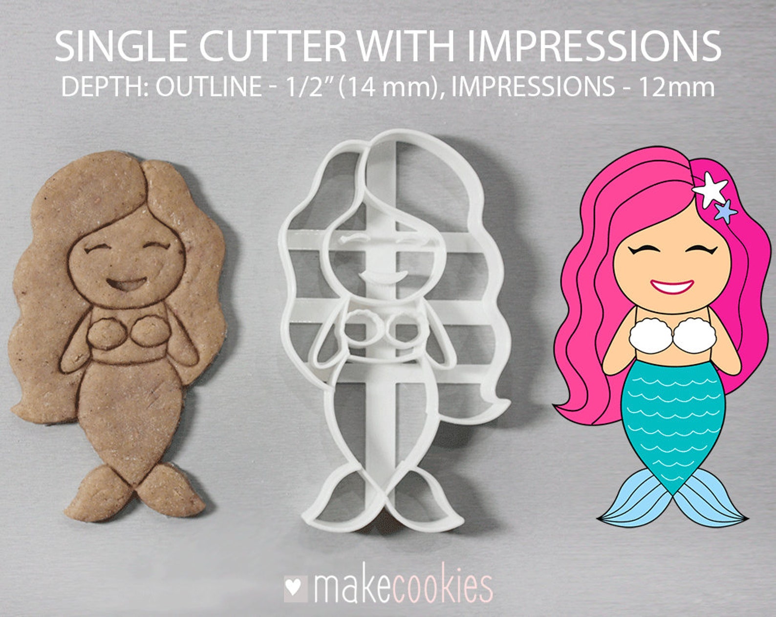 Mermaid Cookie Cutter Cookie Stamp Fondant Cutters Cookie - Etsy