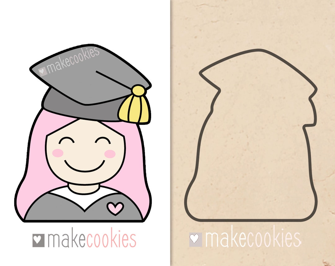 Student With Grad Hat Cookie Cutter Graduation Theme Cookie - Etsy