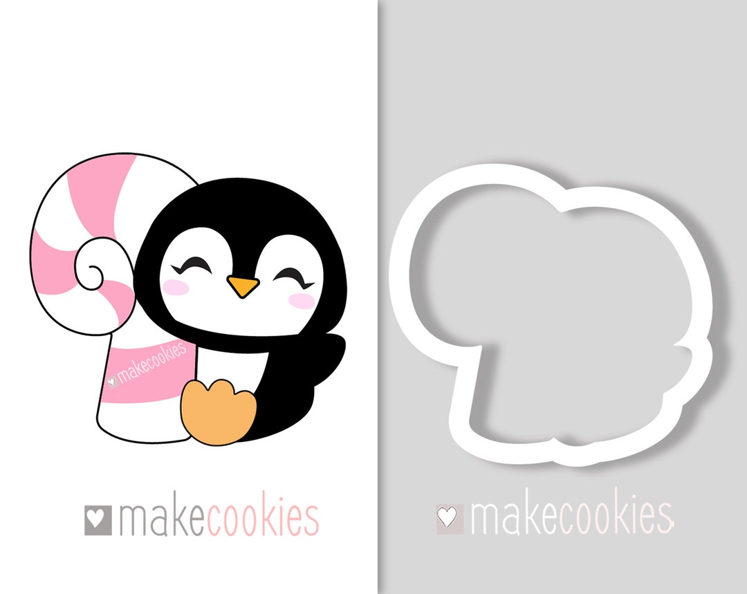 Penguin With Candy Cane Cookie Cutter, Christmas Cookie Cutters ...