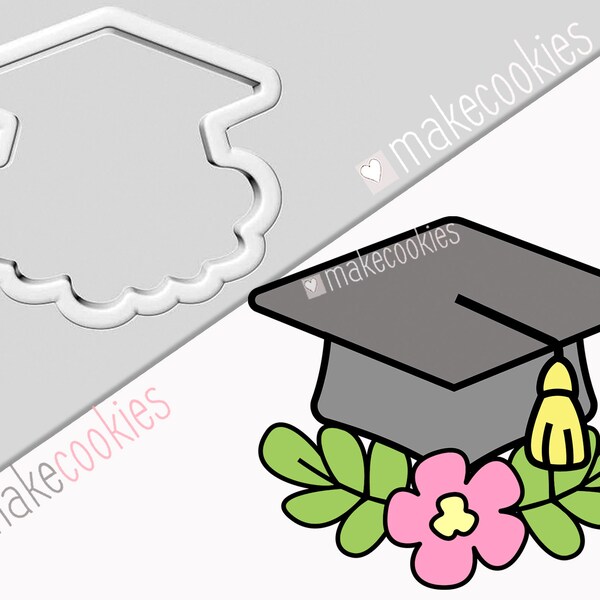 Graduation Cap With Flowers Cookie Cutter - Etsy