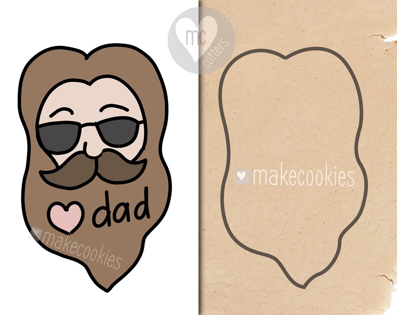 Dad Beard Cookie Cutter Father's Day Cookie Cutters 3d - Etsy