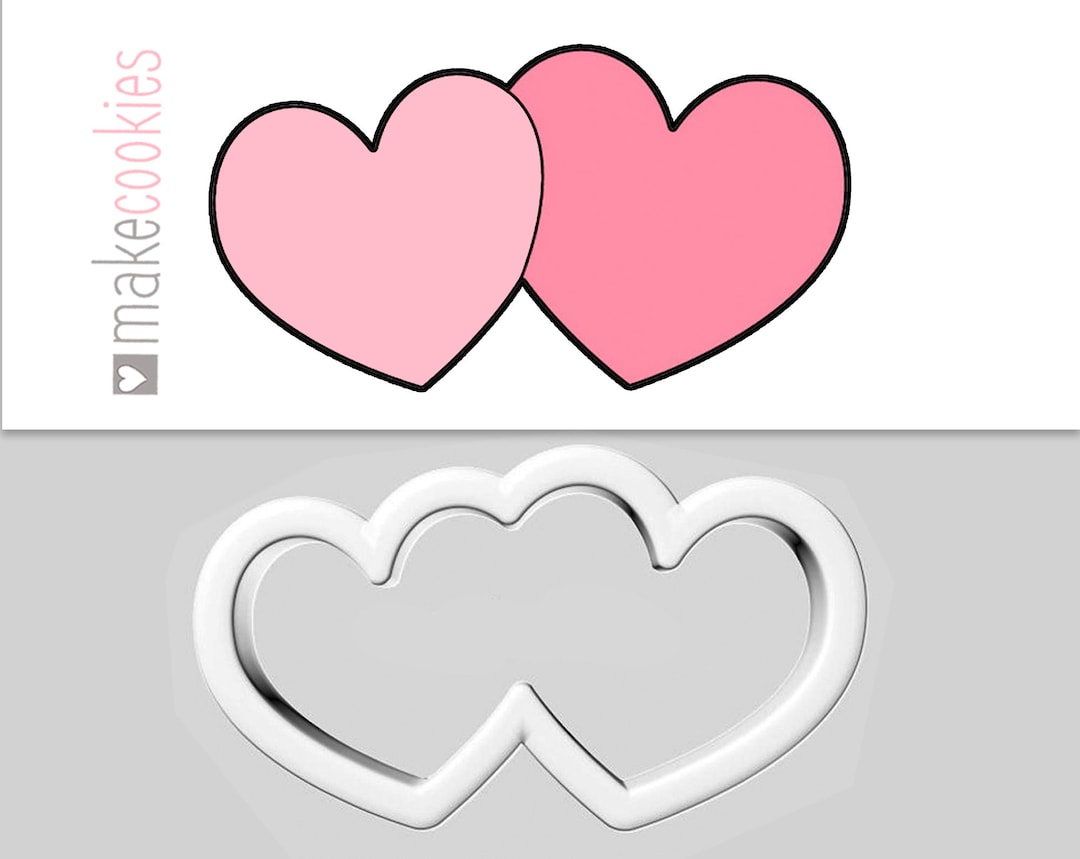 Heart Cookie Cutter, Two Hearts Cookie Cutter, Valentine's Day, Love ...