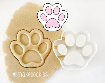 Paw Print Cookie Cutter, Cutter With Stamp, Fondant Cutters, Paw Cookie ...