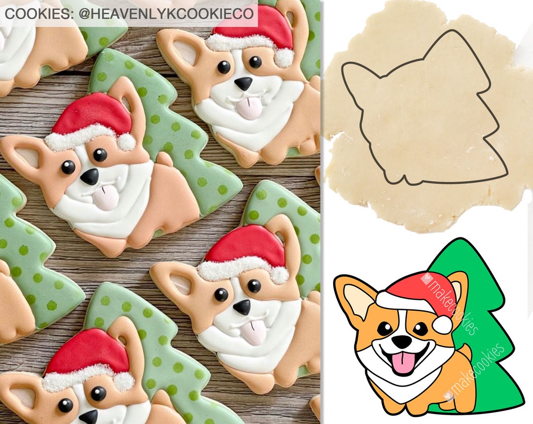 Corgi With Christmas Tree Cookie Cutter, Christmas Cookie Cutters ...