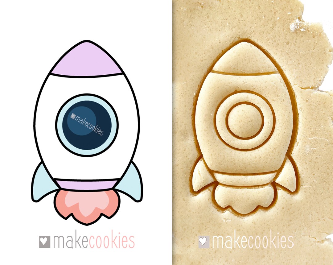 Rocket Cookie Cutter With Imprint, Fondant Cutter, Space and Science - Etsy