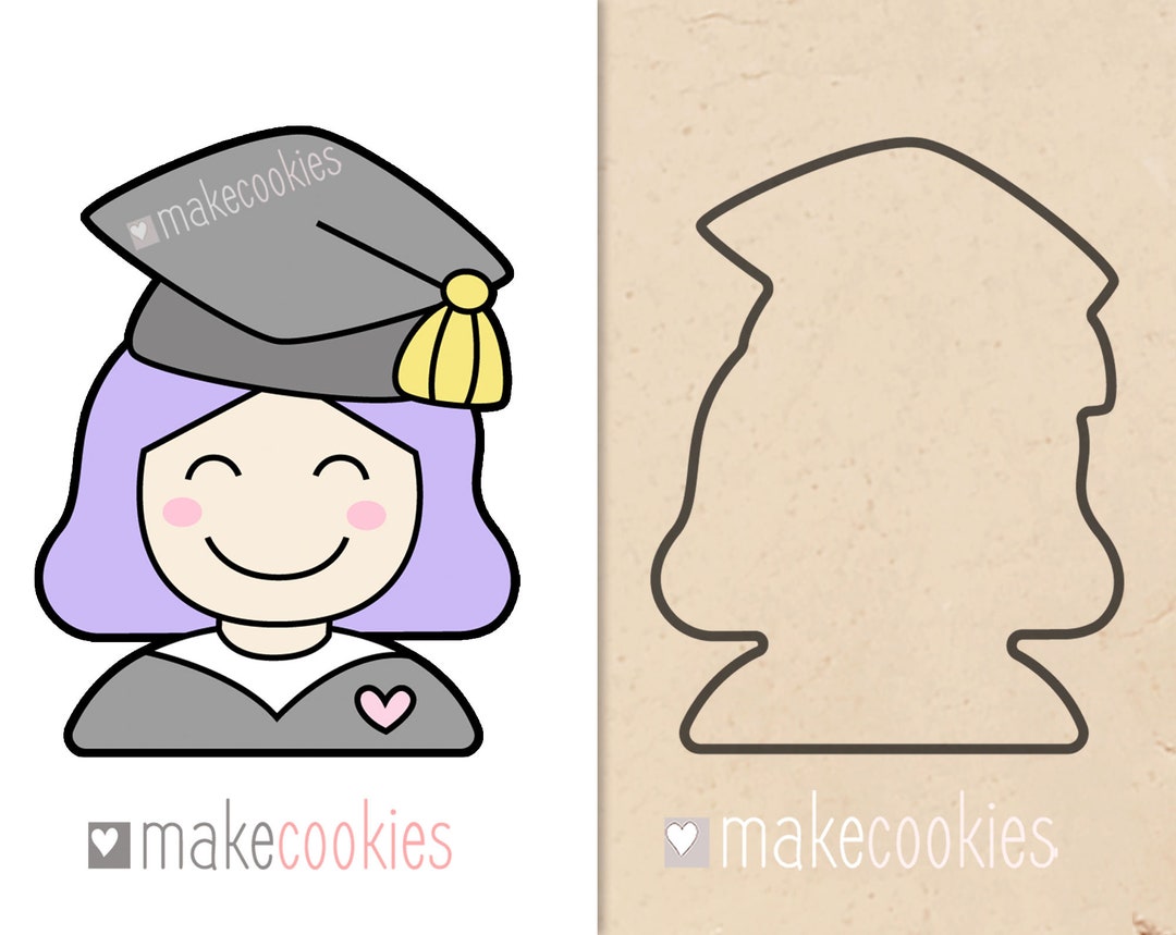 Grad Student With Hat Cookie Cutter Graduation Theme Cookie - Etsy