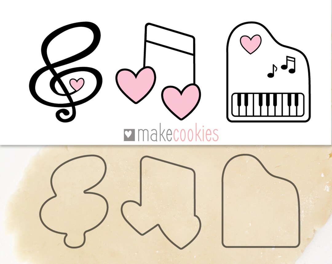 Music Cookie Cutter Set, Treble Clef Cookie Cutter, Music Notes Cookie ...