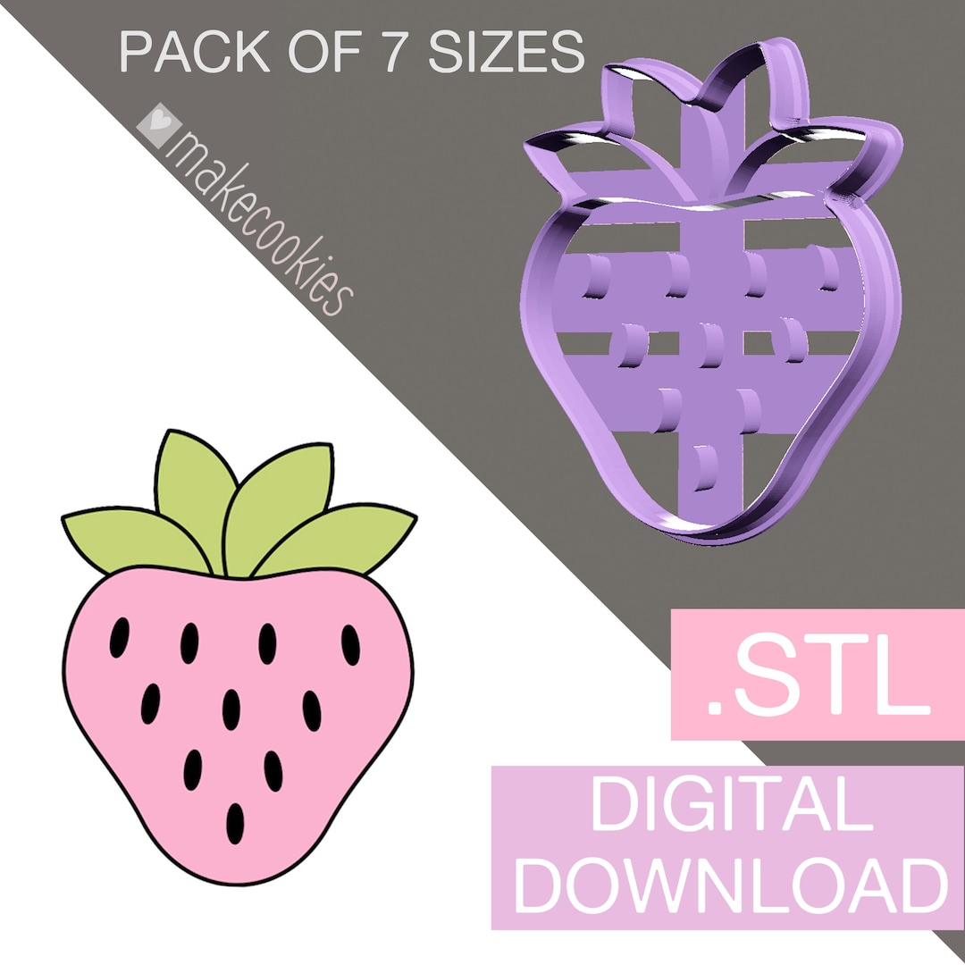 Digital Download Strawberry Cookie Cutter With Imprint, Stl Files for ...
