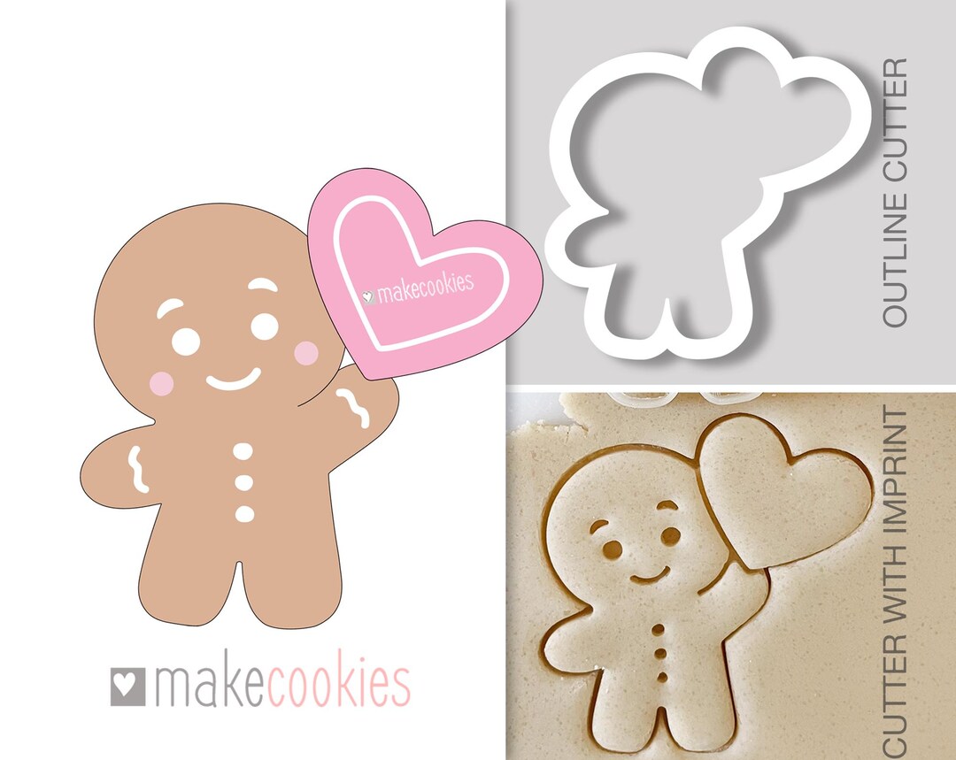 Gingy With Heart Cookie Cutter, Gingerbread Man, Christmas and ...