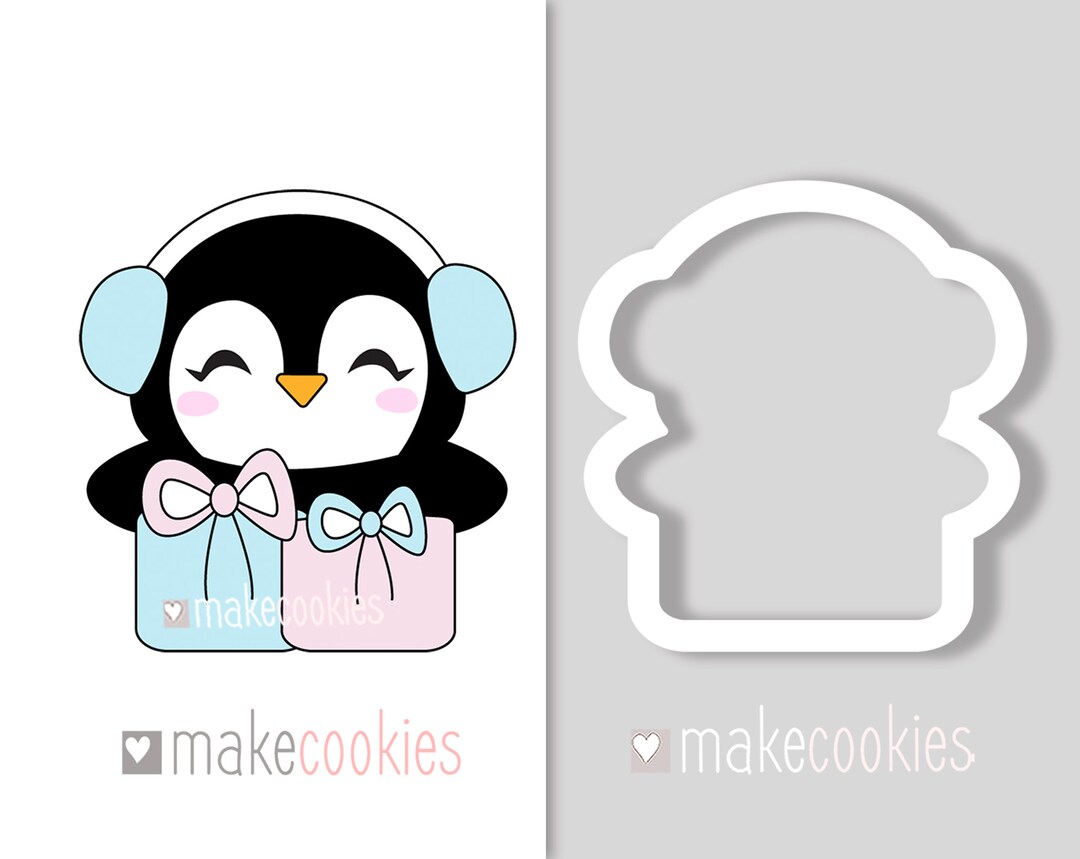 Penguin With Gift Boxes Cookie Cutter, Christmas Cookie Cutters ...