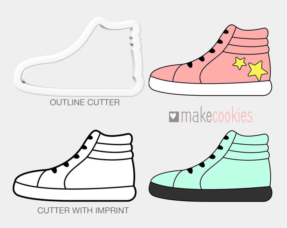 Sneakers Cookie Cutter Shoes Cookie Cutter Fondant Cutters - Etsy
