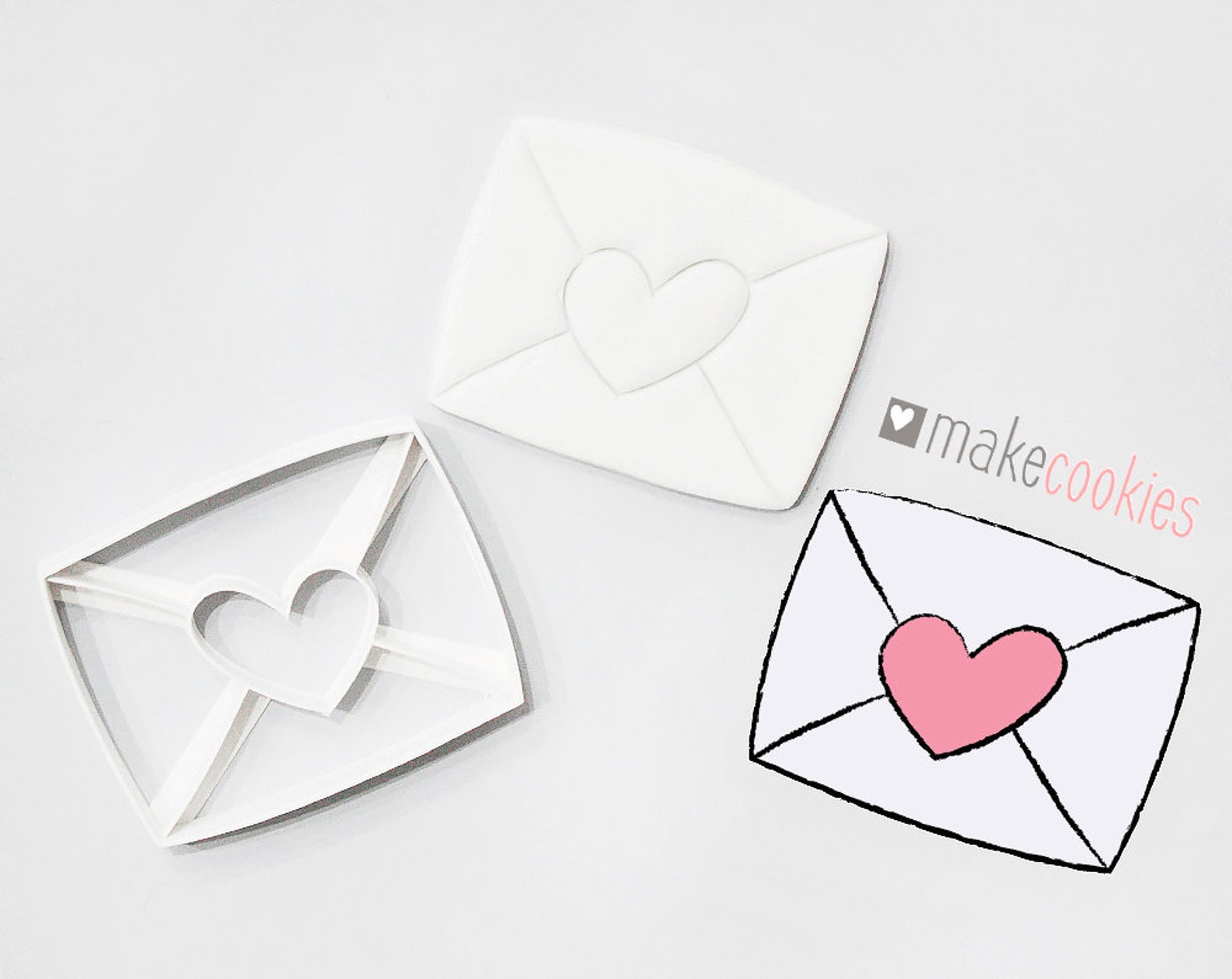 Love Letter Cookie Cutter with imprint l Envelope with heart | Etsy