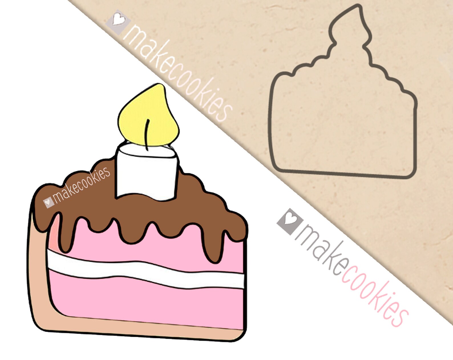 Birthday Cake Cookie Cutter L Cake Slice Cookie Cutter L 3D - Etsy