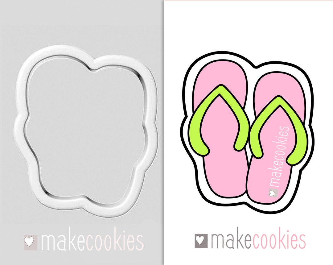 Flip Flops Cookie Cutter, Cookie Cutters, Vacation Cutters, Fondant ...