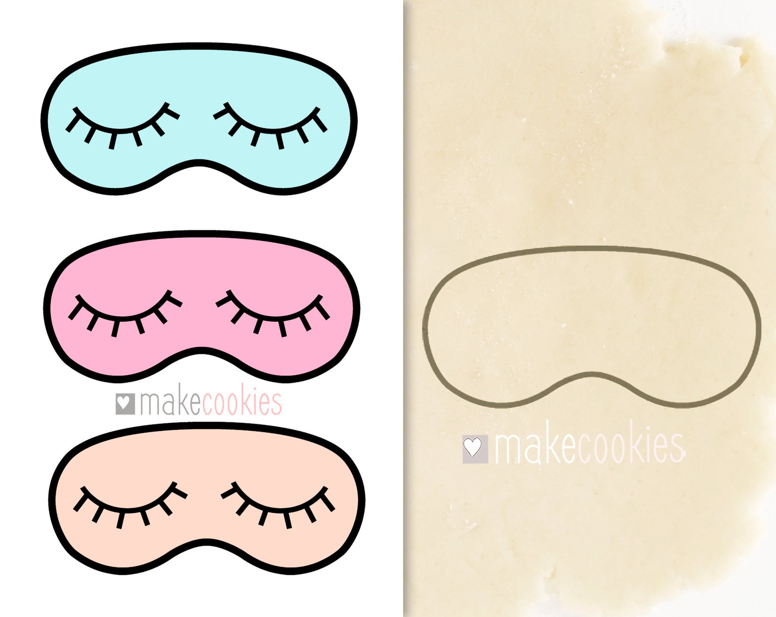 Sleep Mask Cookie Cutter | Fondant Cutter | 3D Prnted L Bridal Shower ...