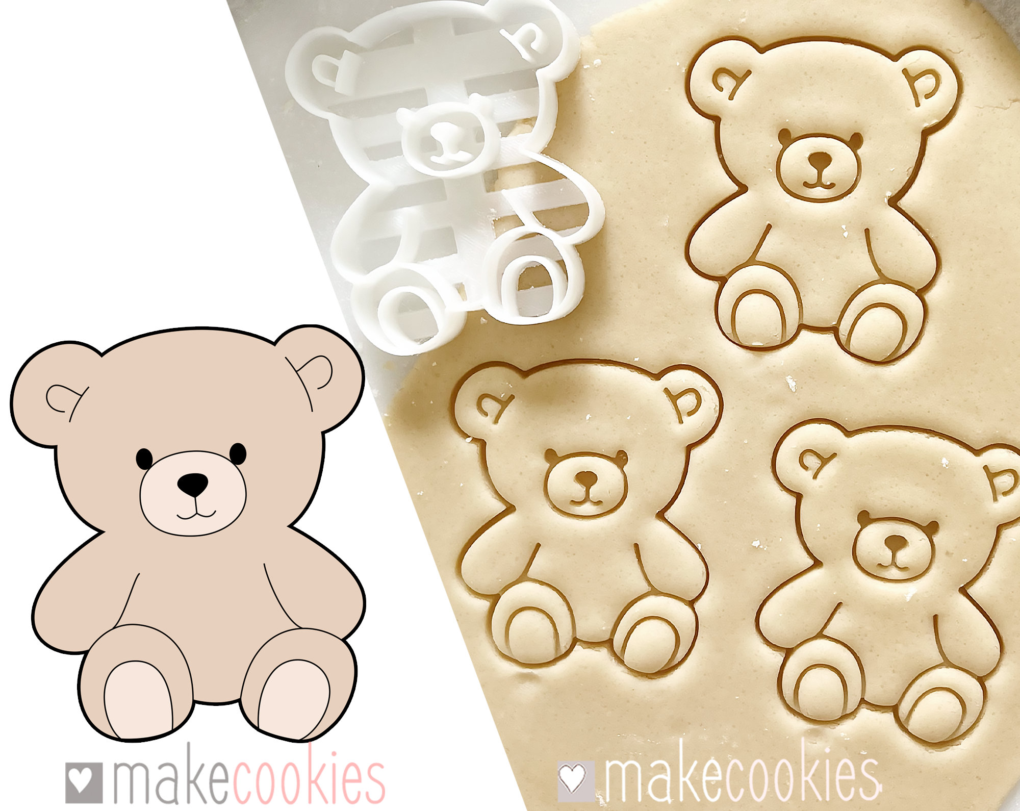 Teddy Bear Cookie Cutter, Baby Shower, Fondant and Clay Cutters - Etsy