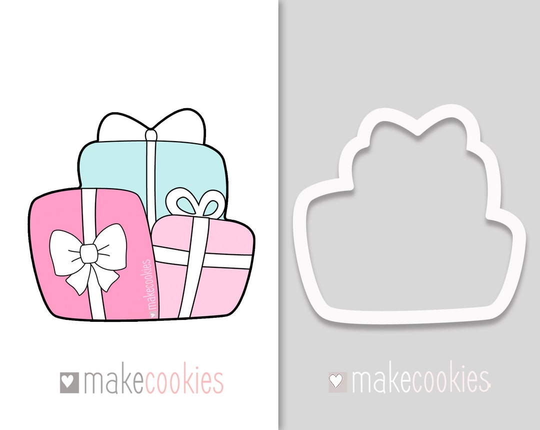 Gift Boxes Cookie Cutter, Birthday Cutters, Gift Cookie Cutter, Fondant ...
