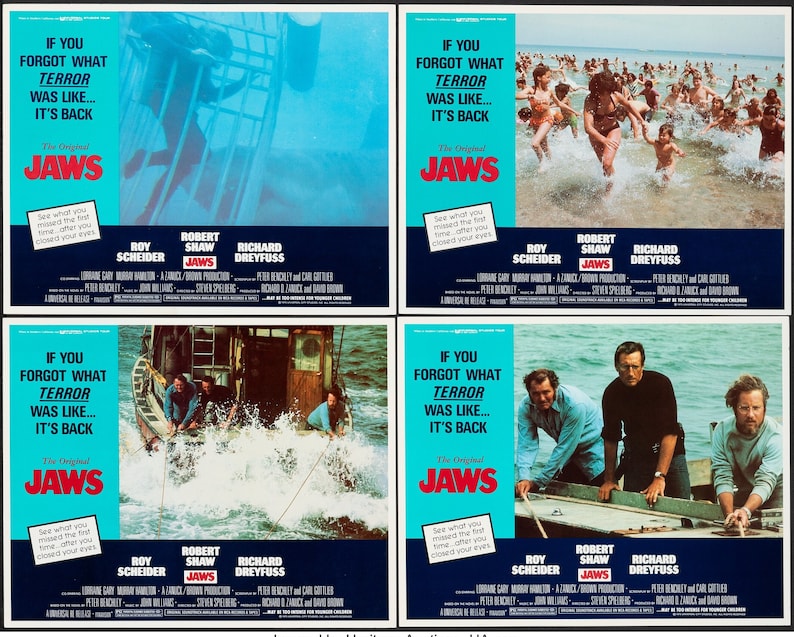 JAWS - Set of 4x Original Movie Lobby Cards - 1979 - Etsy